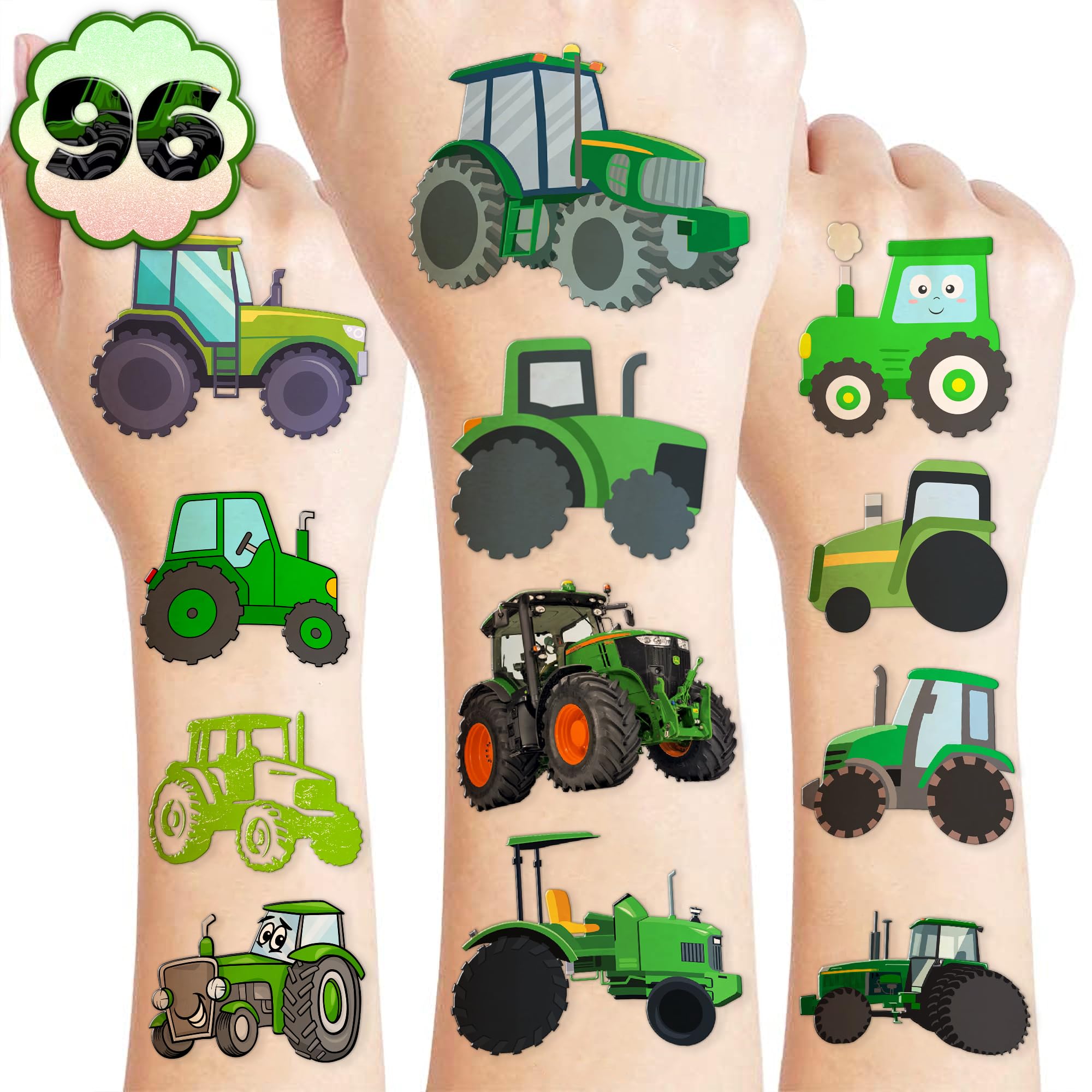 Tractor Temporary Tattoos for Kids Themed Birthday Party Supplies Decorations Party Favors Super Cute 96PCS Tattooos Sticker Gift for Boy Girls Prizes Christmas