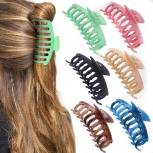 big hair claw clips 4 inch nonslip claw clips for women and girls thich hair jaw barrette hair styling accessories butterfly clips stylish large hair acrylic clip (6 pk)