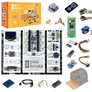 picobricks raspberry pi pico w starter kit with 12 detachable sensors and extensive learning guide, raspberry pi kit, raspberry pi starter kit, diy coding kit