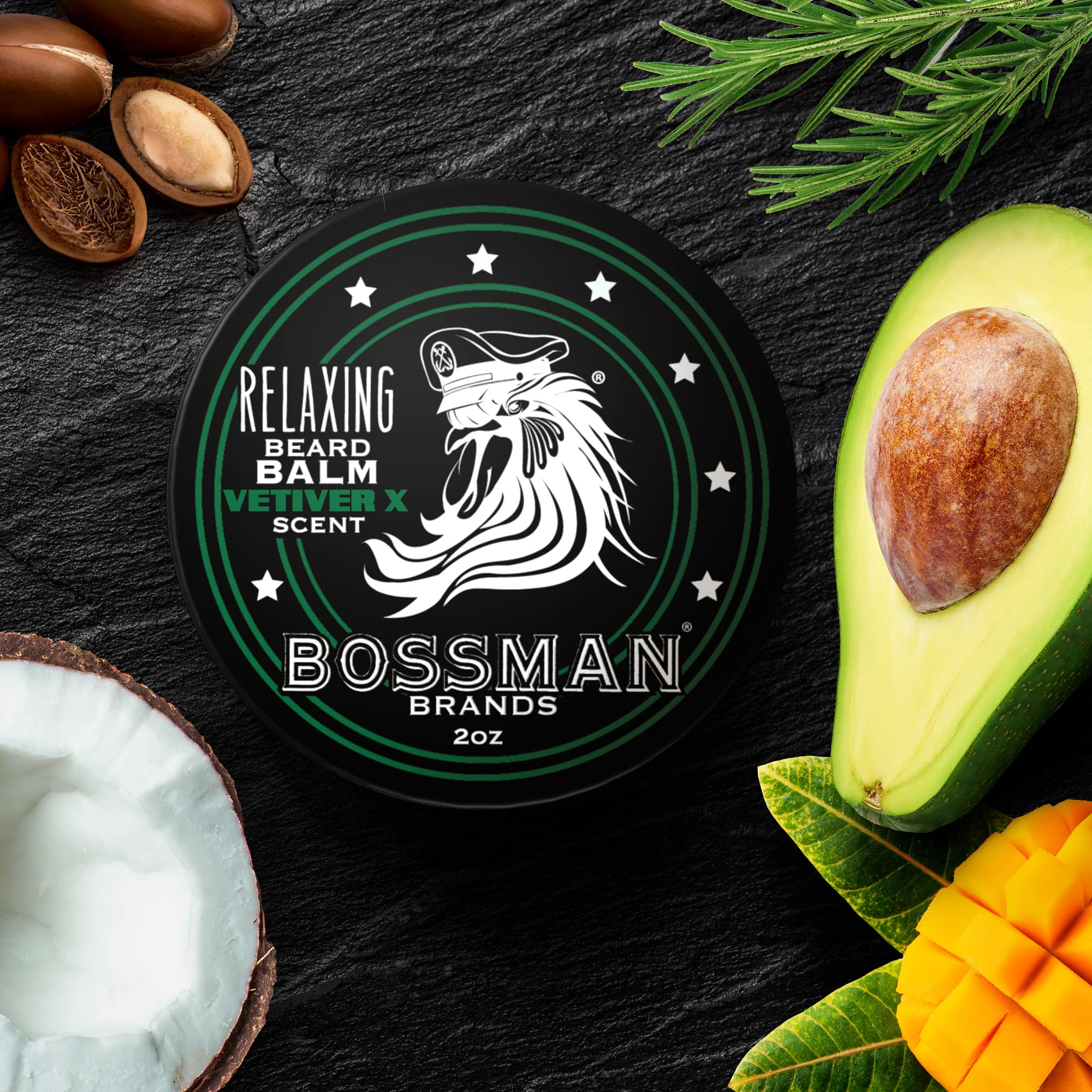 Bossman Relaxing Beard Balm - Tamer, Thickener, Relaxer and Softener Cream and Beard Care Product - Made in USA (Vetiver X Scent)