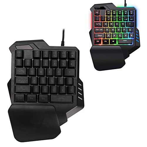 35 Keys One Handed Gaming Keyboard with LED Backlight, Ergonomic Design Professional Gaming Keyboard for Win 2000, Win XP, Win Me, Vista, Win 7