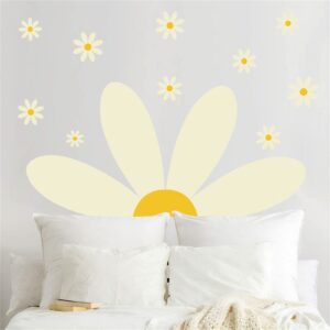 laoyello bohemia large flower wall decals peel and stick daisy wallpaper wall art stickers boho nursery wall decal kids room decor