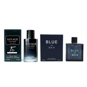 inspire scents savage pour homme & blue for men cologne combo set, eau de toilette natural spray fragrance for men, wonderful gift, masculine scent 3.4 fl oz each (pack of 2) clashoky