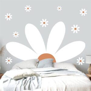 Laoyello Bohemia Large Flower Wall Decals Peel and Stick Daisy Wallpaper Wall Art Stickers Boho Nursery Wall Decal Kids Room Decor