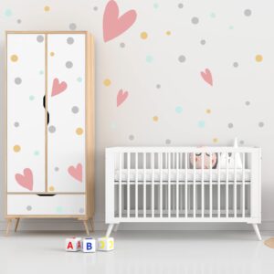 Colorful Polka Dot Heart Wall Decals Peel and Stick Wallpaper Playroom Wall Decals Nursery Wall Decor