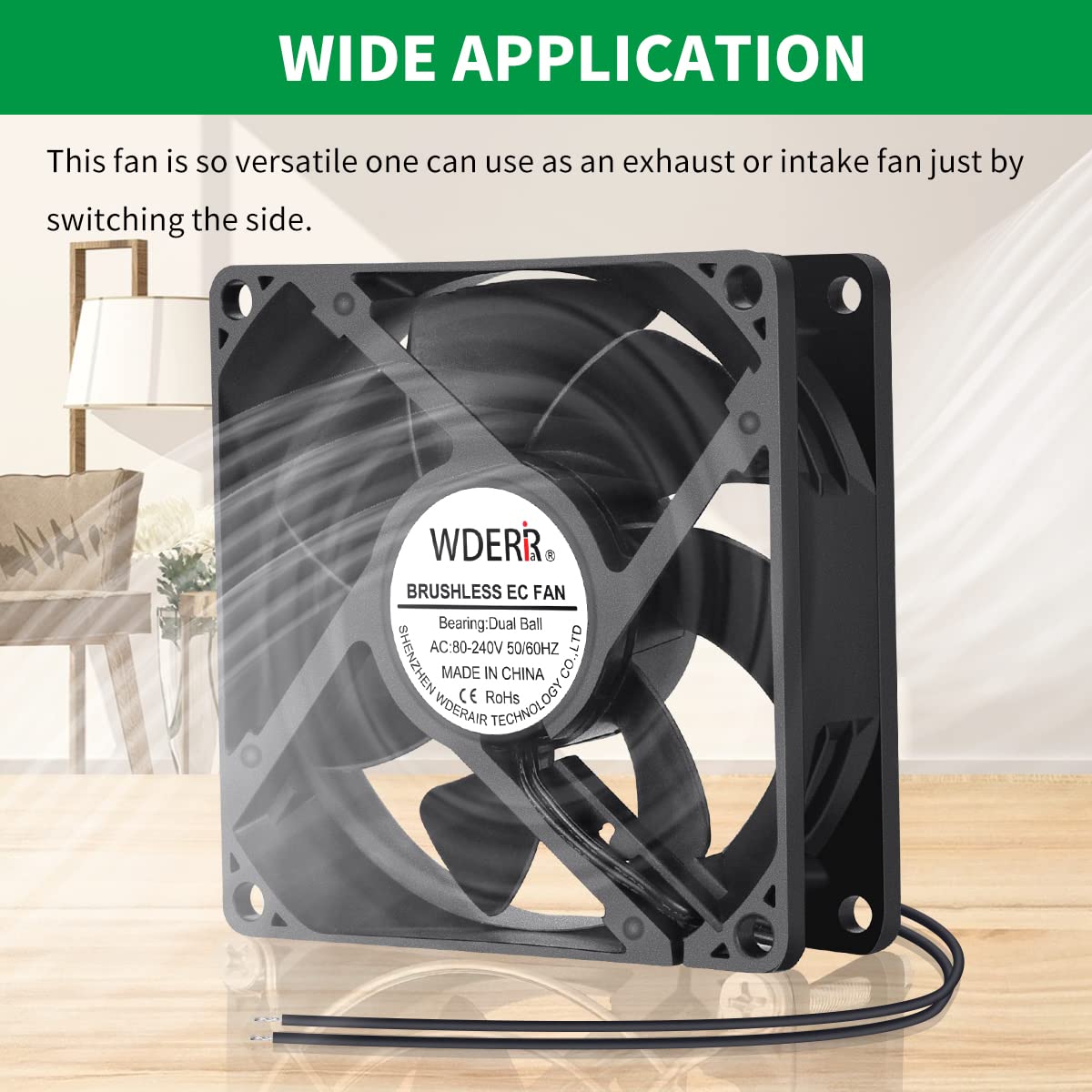 WDERAIR EC Axial 80mm x 25mm 3 inch Muffin Cooling Fan 110V 120V 220V 240V Dual Ball Small Fan for DIY Electronics Equipment PC Case Cabinet Incubator Terrarium Project Cooling