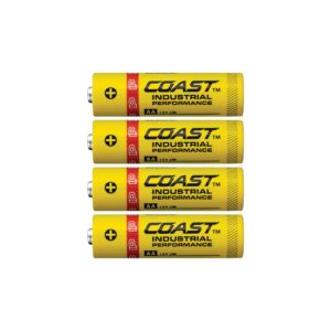 coast 4 pack aa industrial performance alkaline batteries, high-performance