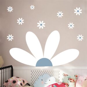 Laoyello Bohemia Large Flower Wall Decals Peel and Stick Daisy Wallpaper Wall Art Stickers Boho Nursery Wall Decal Kids Room Decor