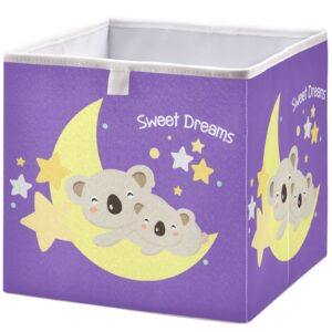 visesunny closet baskets bear on the moon sweet dream storage bins fabric baskets for organizing shelves foldable storage cube bins for clothes, toys, baby toiletry, office supply