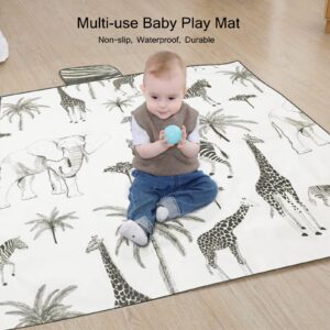 Insular Baby Splat Mat for Under High Chair/Arts/Crafts, Anti Slip and Waterproof Splash Mat for Floor, Portable Picnic Mat, 51x51 Inch, Safari