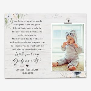 fdfhome thank you gift for godparents godparents picture frame from godchild, god parents presents, will you be my godparents, christmas gift for godparent baptism gift for godparents 8x15 inch