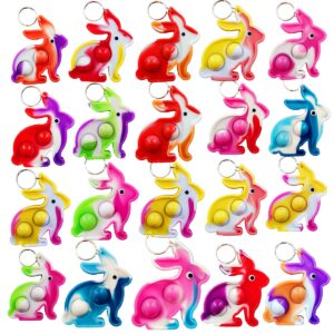 hozkeap 20 packs bulk rabbit mini pop fidget key chain，birthday party favors student prizes gift