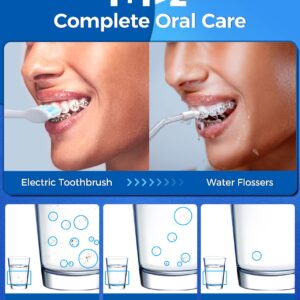 Electric Toothbrush and Water Flosser,600ML Oral Irrigator Water Flosser with 7 Jet Tips,10 Adjustable Water Pressure,Sonic Electric Toothbrush with 2 Brush Heads,5 Modes(White)