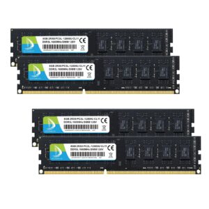 32gb(4x 8gb) ddr3l/ddr3 1600mhz desktop ram 32gb pc3l-12800u dimm ram pc3 12800 cl11 1.35v/1.5v ddr3-1600 2rx8 240-pin unbuffered non-ecc upgrade module ram desktop memory ram