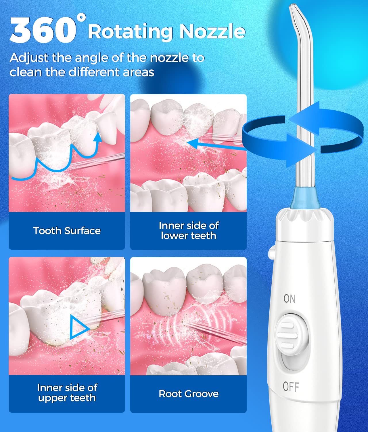 Electric Toothbrush and Water Flosser,600ML Oral Irrigator Water Flosser with 7 Jet Tips,10 Adjustable Water Pressure,Sonic Electric Toothbrush with 2 Brush Heads,5 Modes(White)