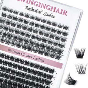 swinging lash clusters 150 pcs lashes cluster eyelash extensions eyelash clusters natural look wispy lashes d curl 9-14mm cluster lashes individual lashes thin band & soft (mixab-150)