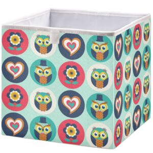 visesunny closet baskets cute owl heart animal storage bins fabric baskets for organizing shelves foldable storage cube bins for clothes, toys, baby toiletry, office supply