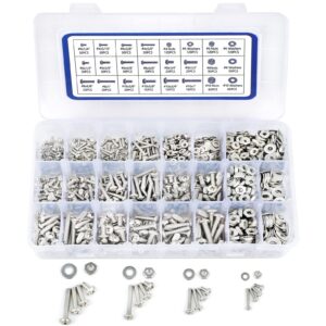 1200pcs machine screw assortment kit, jrouth phillips pan head #4-40#6-32#8-32#10-24 assorted nuts bolts and flat washers set, 304 stainless steel hardware assortment with storage case