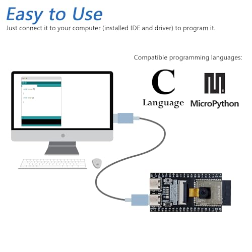 FREENOVE ESP32-S3-WROOM CAM Board (Compatible with Arduino IDE), Onboard Camera Wireless, Python C Code, Detailed Tutorial, Example Projects