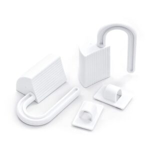 2pcs door stoppers, flexible door stop hanger on hinge, keep door opening, avoid crushing baby's finger or lock baby inside, suitable for 9mm door seam, do not cause wood door wear and tear