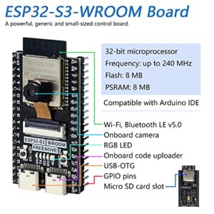 FREENOVE Super Starter Kit for ESP32-S3-WROOM (Included) (Compatible with Arduino IDE), Onboard Camera Wireless, Python C, 540-Page Detailed Tutorial, 176 Items, 76 Projects