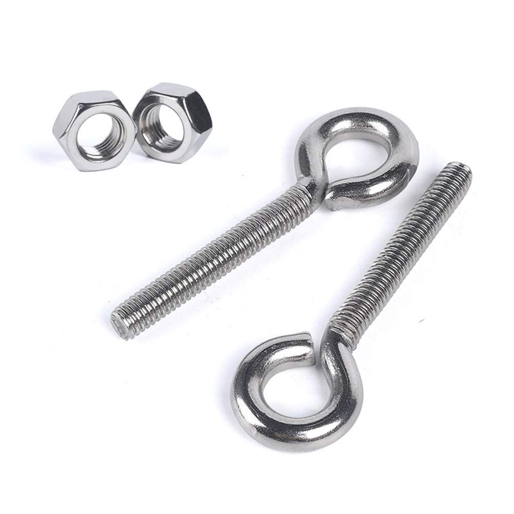 WAAZVXS 2pcs M4 M5 M6 M8 304 Stainless Steel Sheep Eye Screw Bolt Ring Hook with 2pieces Nut (Size : M6x30mm)