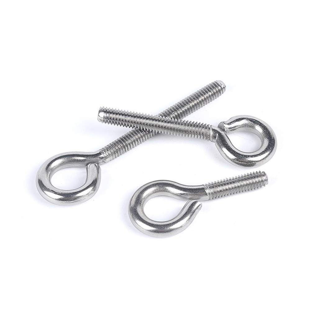 WAAZVXS 2pcs M4 M5 M6 M8 304 Stainless Steel Sheep Eye Screw Bolt Ring Hook with 2pieces Nut (Size : M6x30mm)