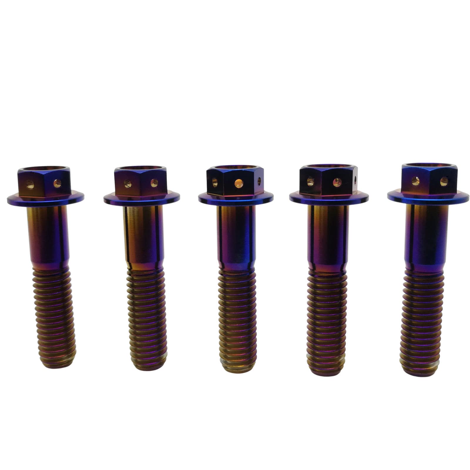 RISON Titanium Bolts Titanium Flange Hex Head Bolts Burnt Blue GR5 Titanium Screws M10x1.25x60mm Titanium Bolt Pack of 5