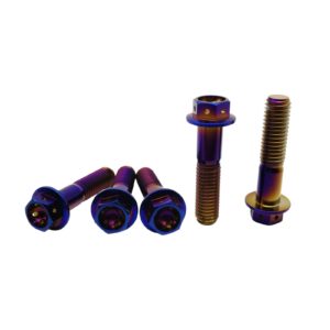 rison titanium bolts titanium flange hex head bolts burnt blue gr5 titanium screws m10x1.25x60mm titanium bolt pack of 5