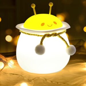 grehge ght light for kids, cute little bee night light, baby bedroom lamp with touch sensor, 7 color changing