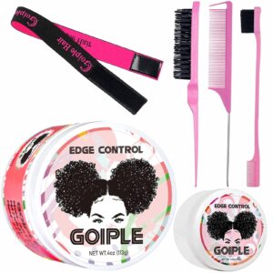 edge control wax for women strong hold non-greasy edge control smoother edge tamer, edge wax styling tamer edge control for black hair no flaking, white residue, shine and smooth (edge control-6pcs)