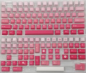 benemate peach blossom wonderland upgraded gradient keys, 108 keycap + 30 keycap set, dye-sublimation pbt custom keycaps for diy mechanical gaming keyboards