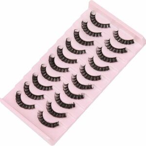 DALAETUS False Eyelashes, 10 Pairs Pack Russian Strip Lashes Natural Wispy Fluffy Lashes 3D Effect Fake Eyelashes