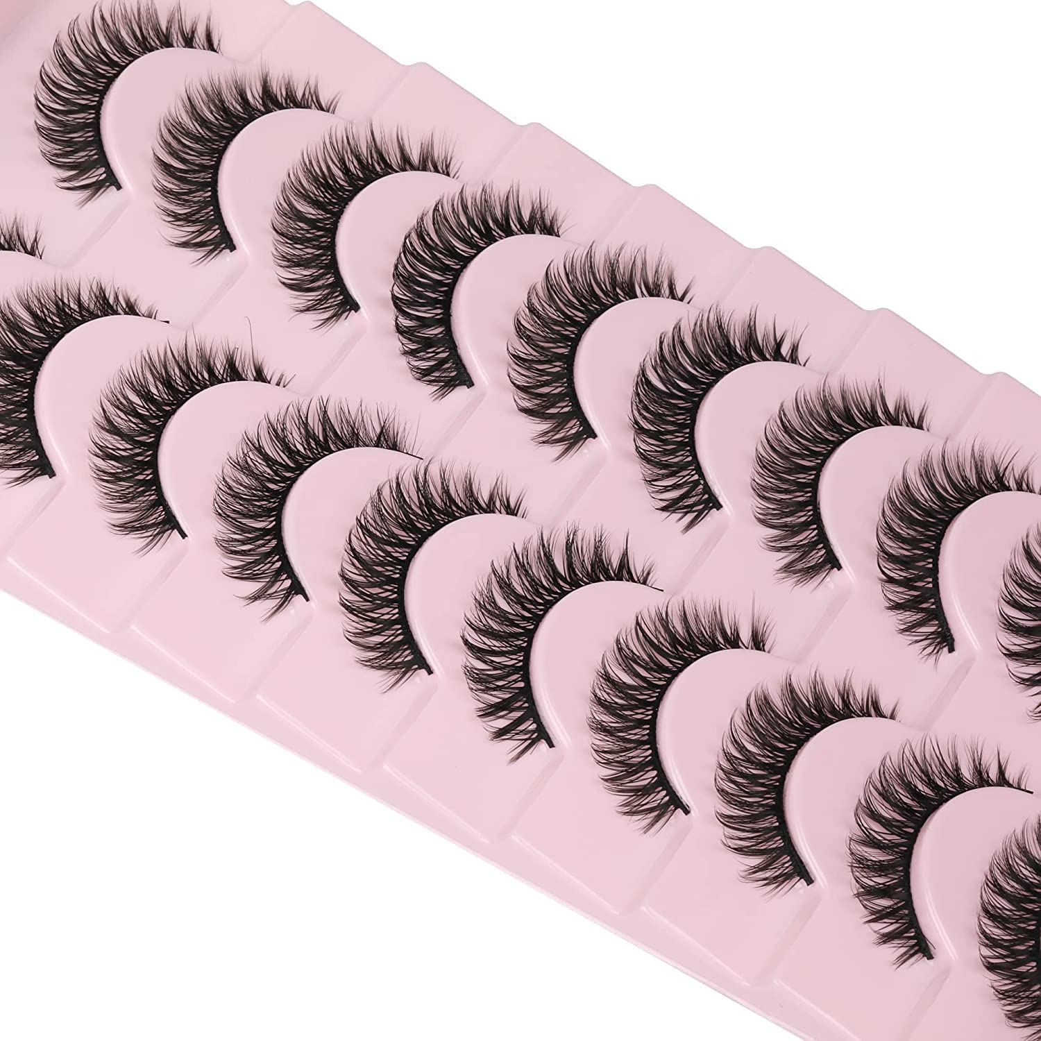 DALAETUS False Eyelashes, 10 Pairs Pack Russian Strip Lashes Natural Wispy Fluffy Lashes 3D Effect Fake Eyelashes