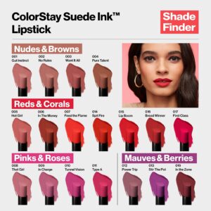 REVLON Lipstick, ColorStay Suede Ink, Built-in Primer, Infused with Vitamin E, Waterproof, Smudge-proof, Matte Color, 004 Pure Talent, 0.09 oz.