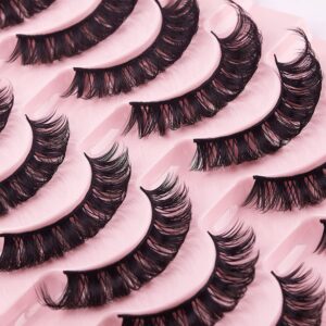 DALAETUS False Eyelashes, 10 Pairs Pack Russian Strip Lashes Natural Wispy Fluffy Lashes 3D Effect Fake Eyelashes