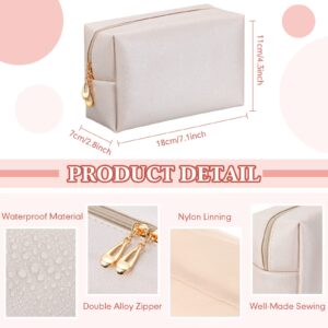 Kigeli 15 Pcs Aesthetics Makeup Bag PU Leather Cosmetic Bag Makeup Pouch Bulk Plain Cosmetic Pouch Waterproof Toiletry Bag for Christmas Party Gift Travel Cosmetic Organizer for Women(Ivory White)