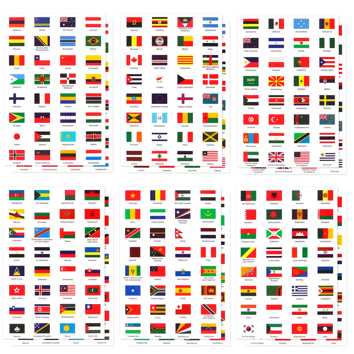 BENBO 384Pcs World Flag Stickers Flag Stickers Country Sticker Country Flags of The World Sticker 192 Countries Flag Stickers for School, Journal, Scrapbook