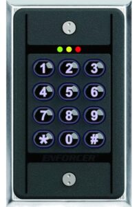 seco-larm sk-b111-pq bluetooth access controller indoor single-gang keypad with proximity reader, multiple user types, app-based setup, up to 200 users, easy backup/restore, wrong-code lockout