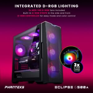 Phanteks Eclipse G500A Mid Tower Case, DRGB, Black