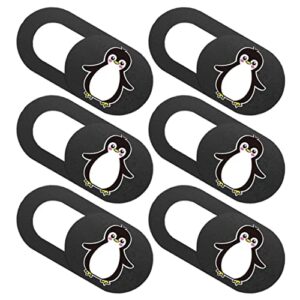 solustre laptop computer 6 pcs plastic smartphone privacy adhesive microphone cute animal laptop tablet sliding slide webcam pattern computer cover notebook lid penguin for web patch cartoon laptops