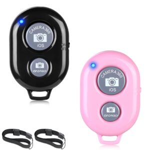 2 pack wireless camera remote control - wireless remote for iphone & android phones ipad ipod tablet, clicker for photos & videos - black&pink