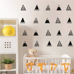 UILMNIY 48pcs Different Kinds of Triangles Mountain Pattern Wall Sticker for Kids Boys Room Art Bedroom Removable Wall Decor AFN120 (Black)