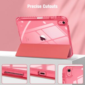 Fintie Hybrid Slim Case for iPad 10th Generation 10.9 Inch Tablet (2022 Model) - [Built-in Pencil Holder] Shockproof Cover with Clear Transparent Back Shell, Auto Wake/Sleep, Watermelon