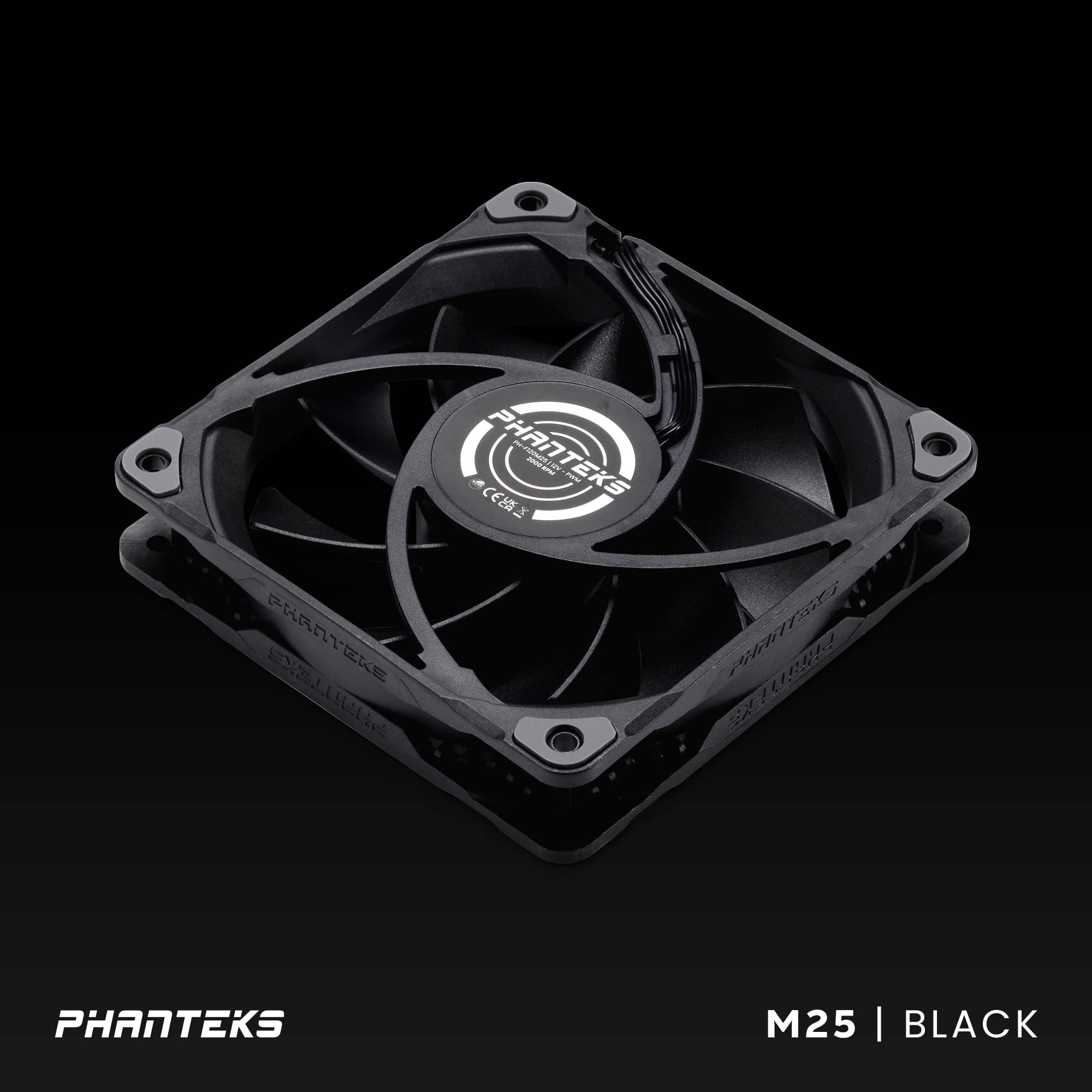 Phanteks M25-120 Fan, High-Airflow Radiator Performance, PWM Control up to 2000RPM, Daisy-Chain Cable, Black (3-Pack)