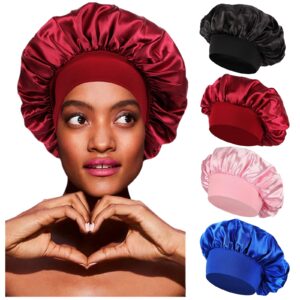 4 pcs hair bonnet for sleeping,satin bonnets for black women,hair cap for sleeping,bonnets for curly hair,locs