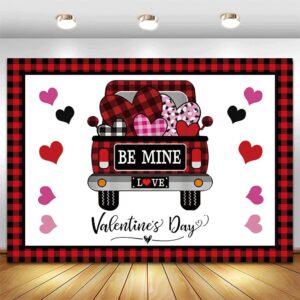 7x5ft happy valentine's day backdrop red love heart trunk photo background for valentines party portraits be mine decor wedding bridal shower banner photoshoot supplies