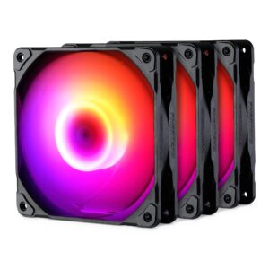 phanteks m25-120 d-rgb fan, high-airflow radiator performance, pwm control up to 2000rpm, argb/drgb lighting, daisy-chain cable, black, 3 pack