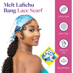 Janet Collection Melt LaFichu Edge Scarf with Baby Hair –Satin Head Wrap for Edge Style – Hand Knotted Scarf with Baby Hair (DAVINCI)