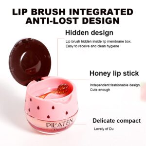 4PCS Strawberry & Honey Lip Balm, Vitamin E Moisturizing Propolis Sleeping Lip Mask, Effective Reduces Lip Lines Prevention Dry and Cracked Lip Scrubs Exfoliator Smoothing Dry Lip Care